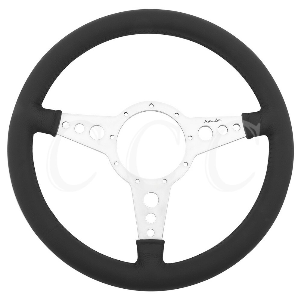 Steering Wheel, Moto-Lita Mk4, 15" leather rim, polished spokes, hole