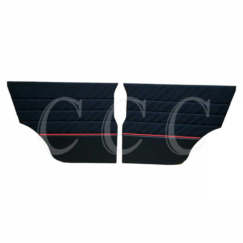 Trim Panel, rear quarter, lightning cloth, black/red, pair - Your Sho